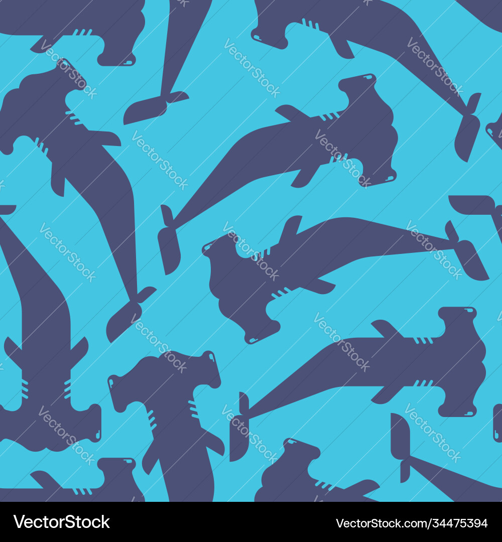 Hammerhead shark pattern seamless water predator Vector Image