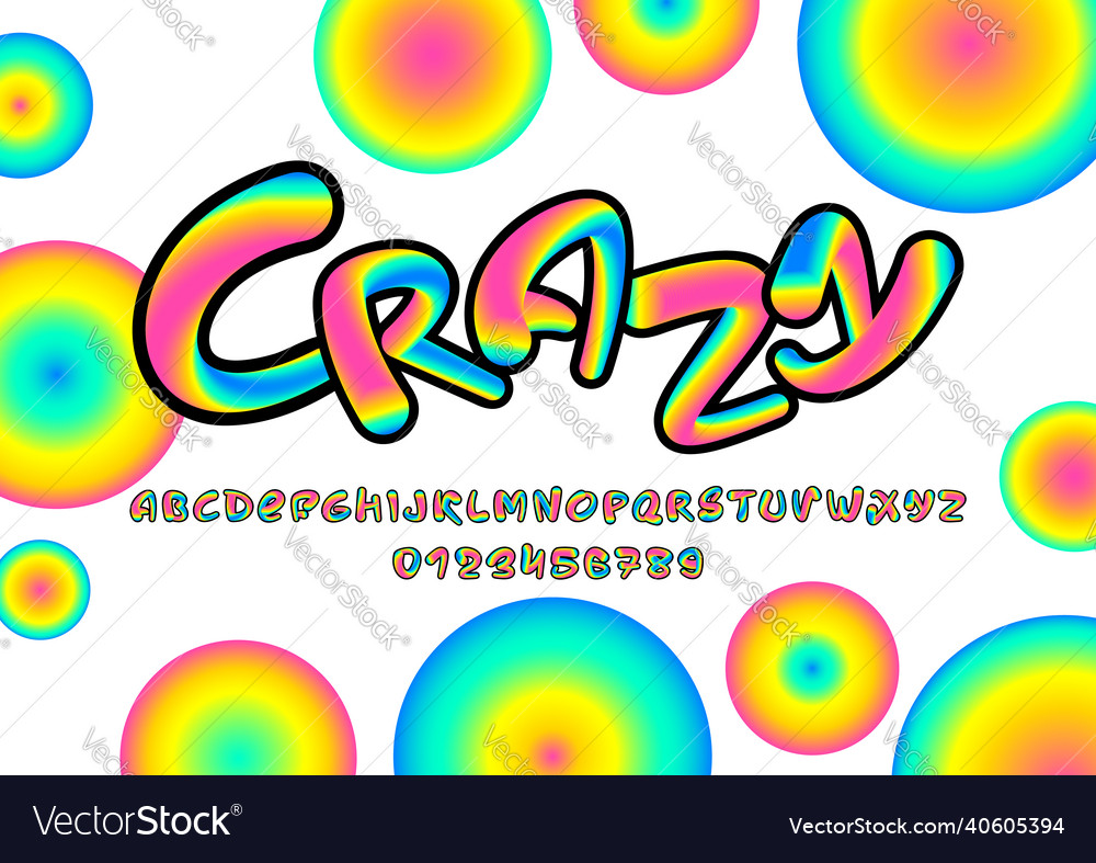 Multi colored cursive font handwritten script Vector Image