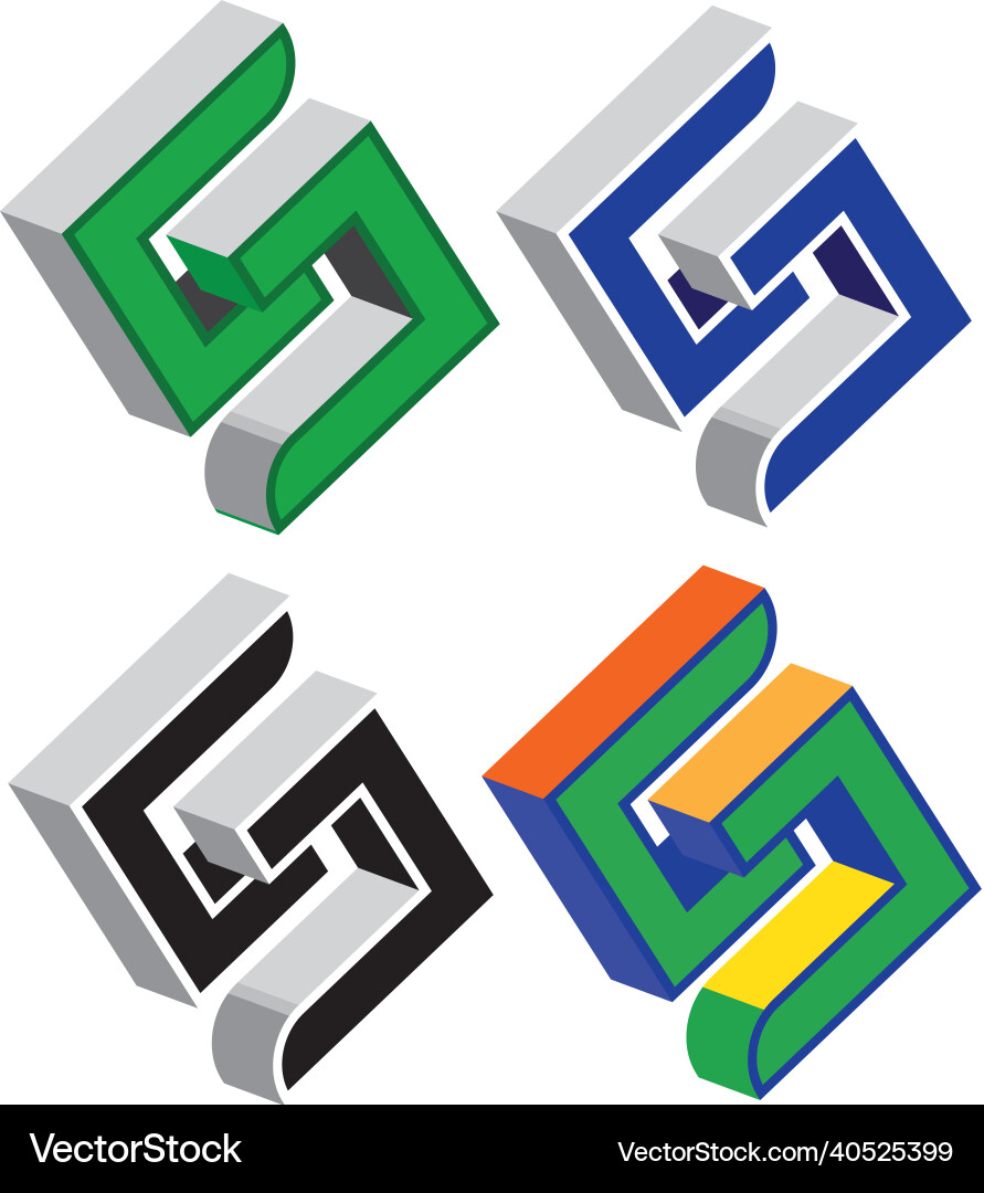 3d geometric s logo set Royalty Free Vector Image