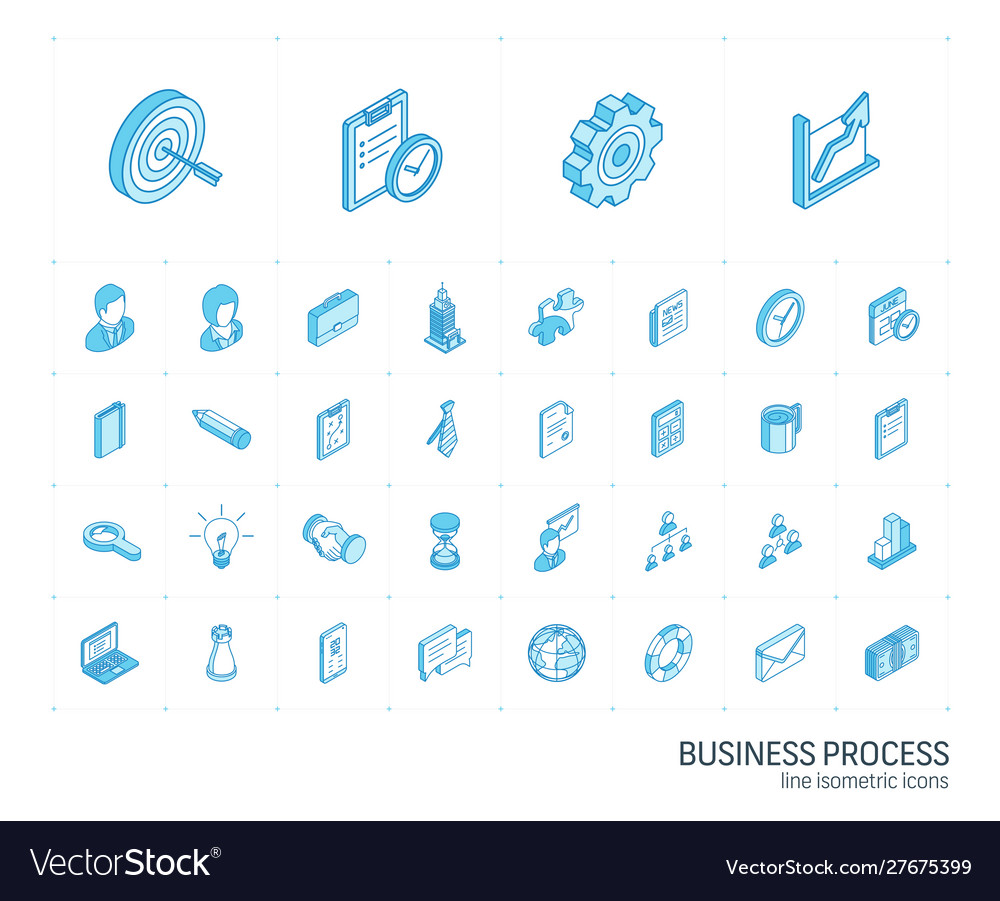 Business and management isometric line icons 3d Vector Image