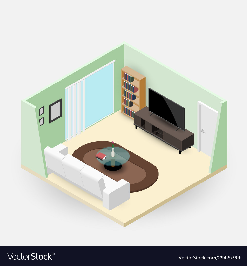 Concept room isometrics 3d composition Royalty Free Vector