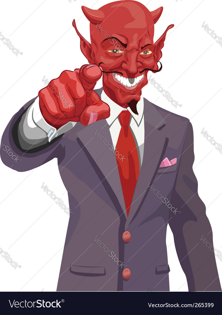 Devil pointing Royalty Free Vector Image - VectorStock