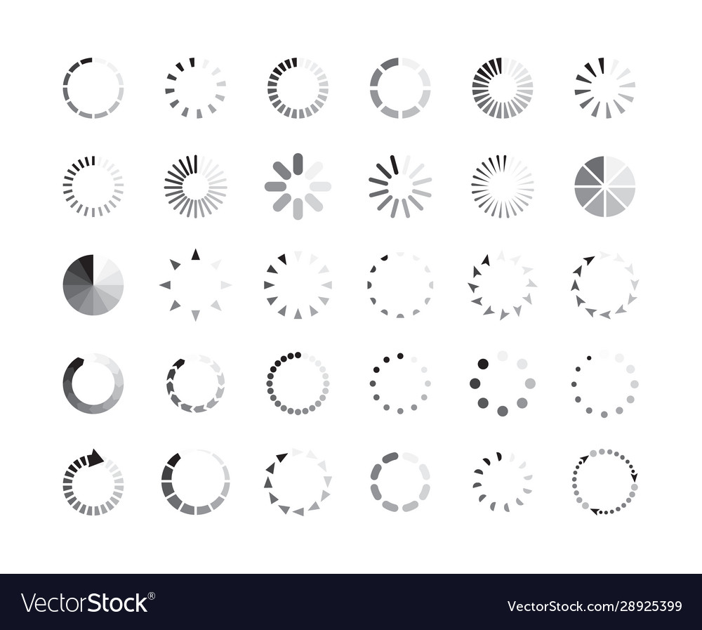 Graphic set progress loaders circle icons Vector Image