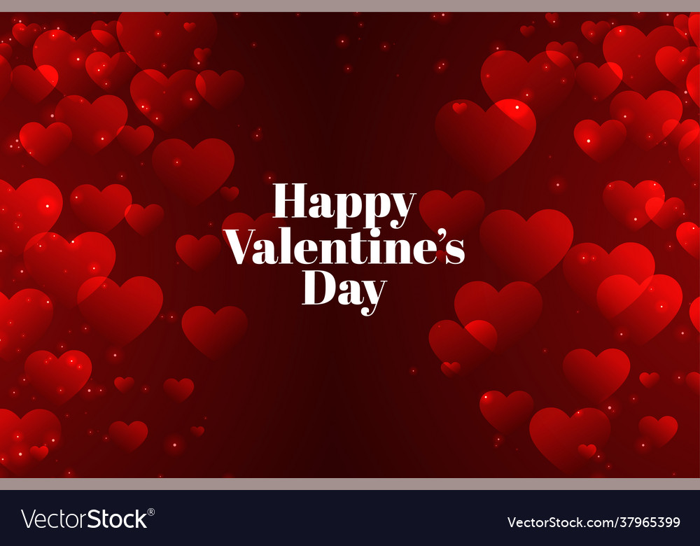 Red valentines day background with many hearts Vector Image