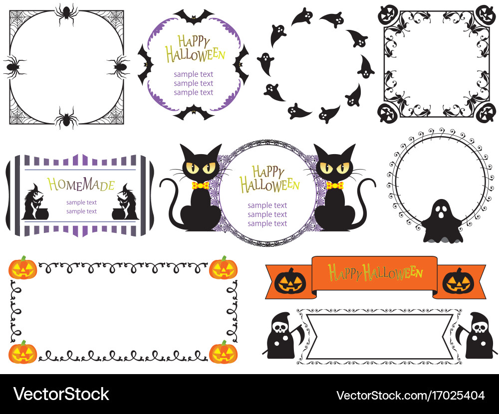 A happy halloween frame set Royalty Free Vector Image