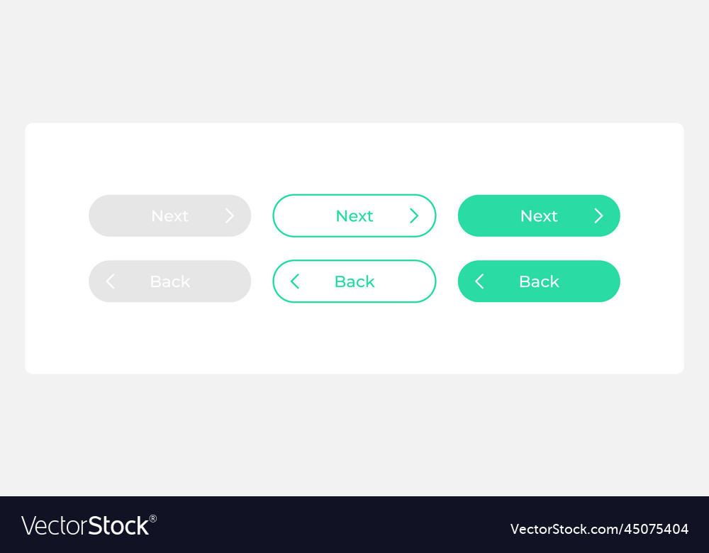 Back and next register buttons ui elements kit Vector Image