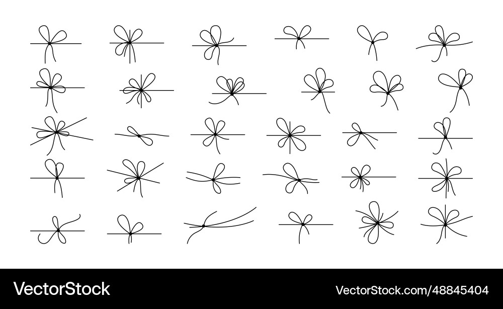 Line ribbon gift icon tied bow outline present Vector Image