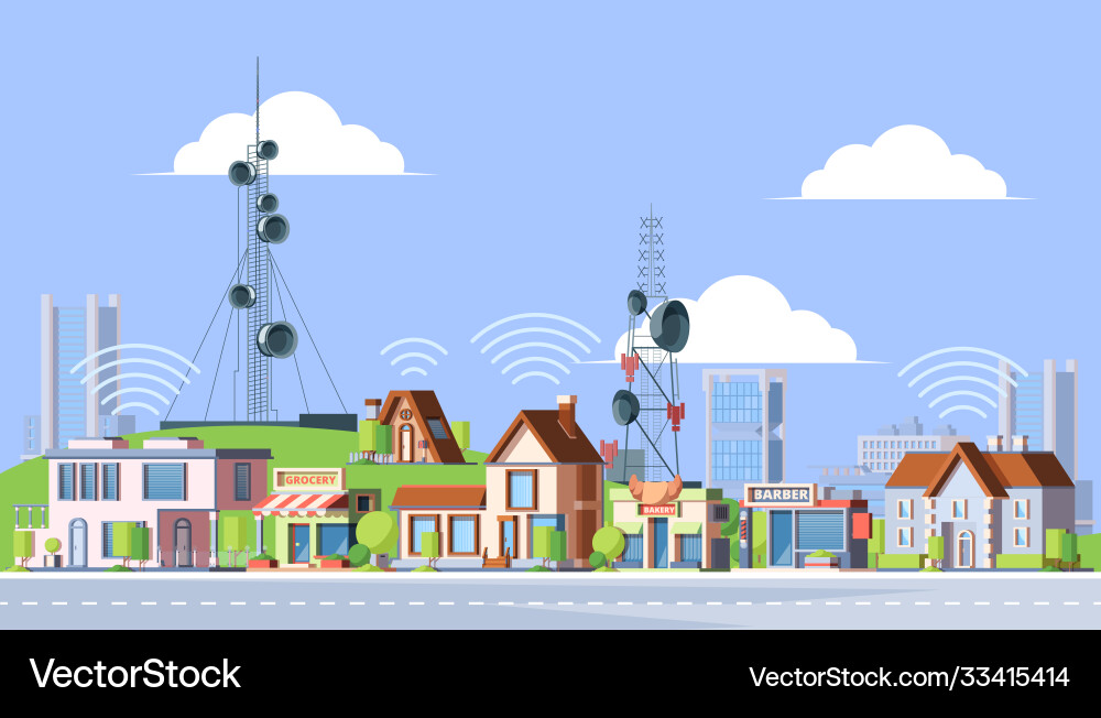 Cellular towers in city Royalty Free Vector Image