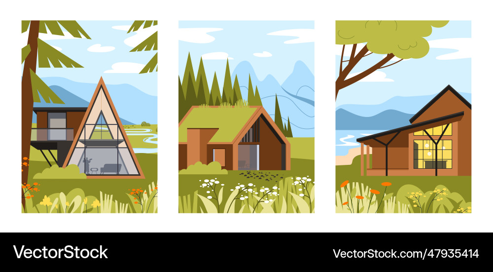 Glamping and camping posters set Royalty Free Vector Image
