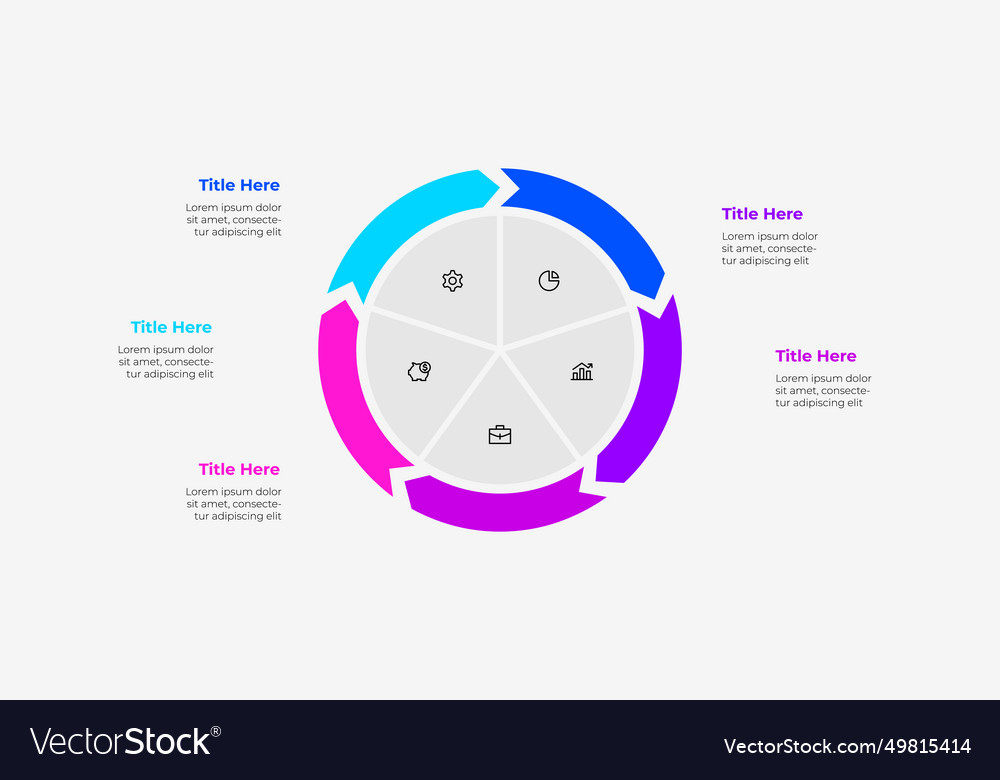 Pie chart diagram divided into 5 parts cycle Vector Image