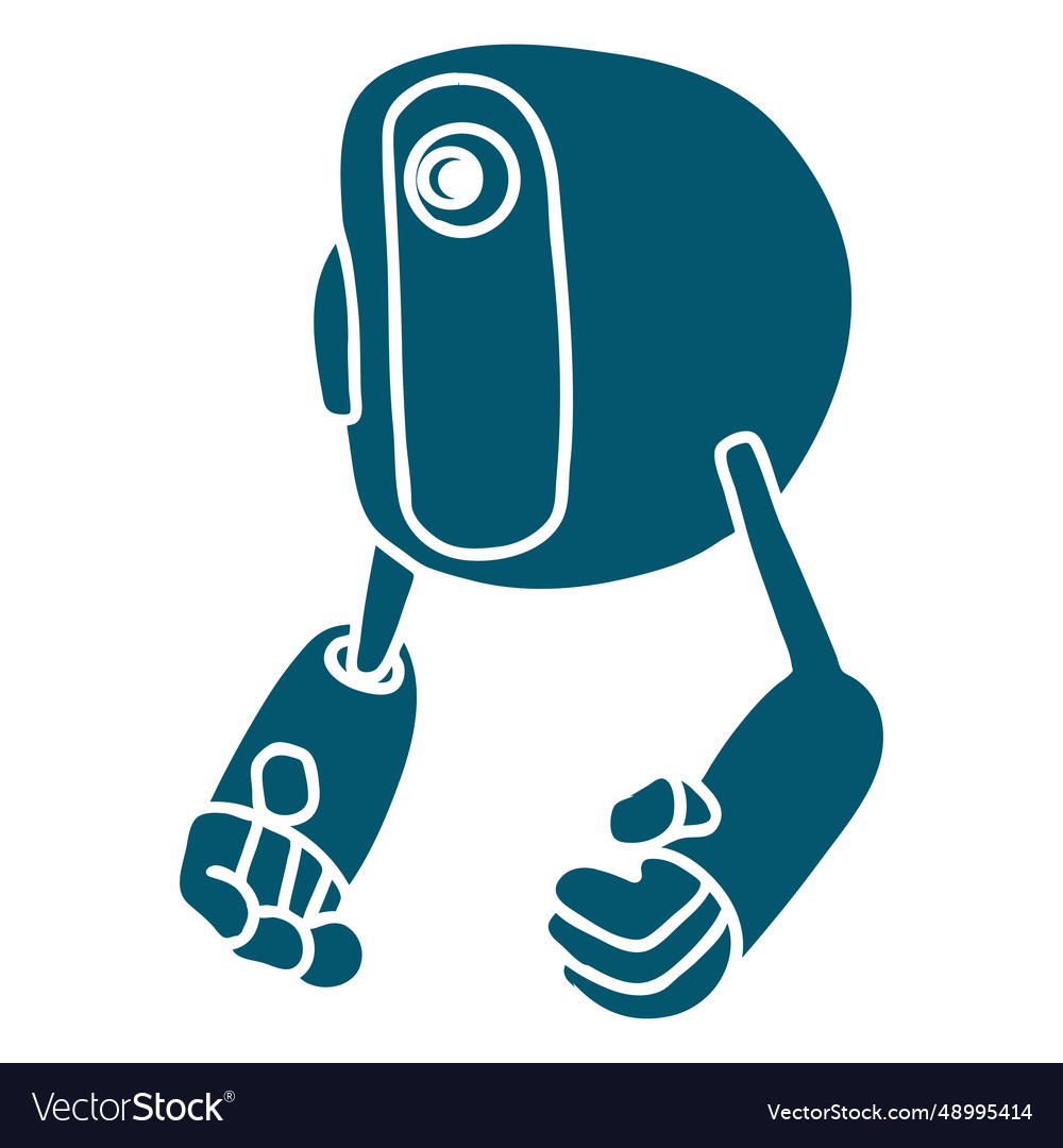Robot floating machine solid Royalty Free Vector Image