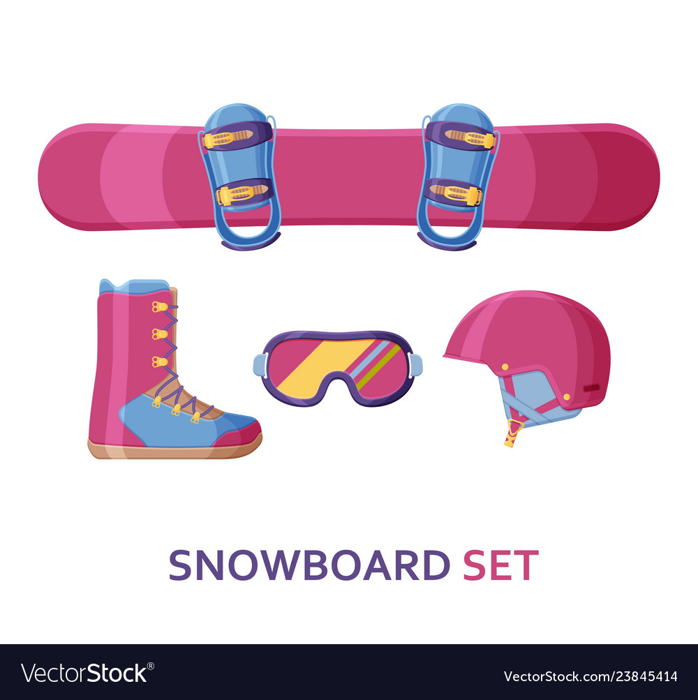 Snowboard icon collection set with equipment Vector Image