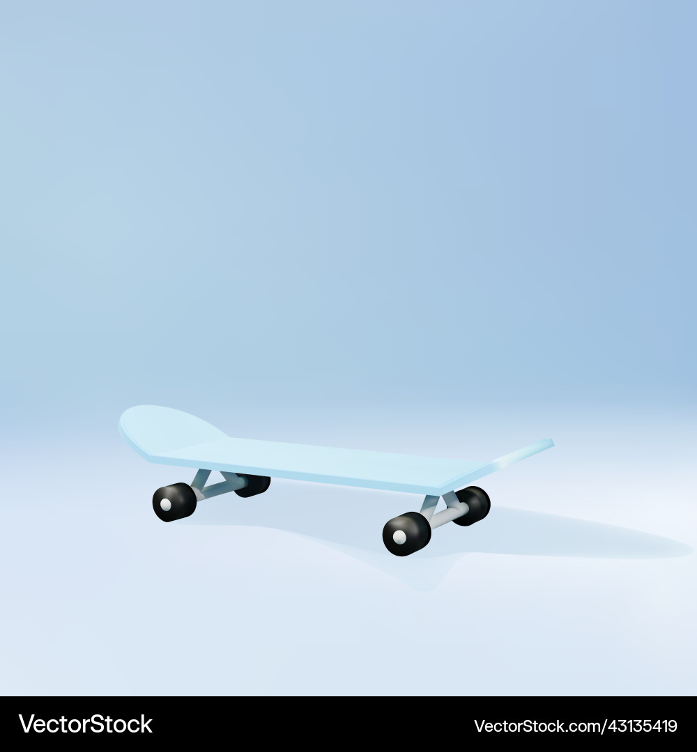 3d skateboard object isolated on blue background Vector Image
