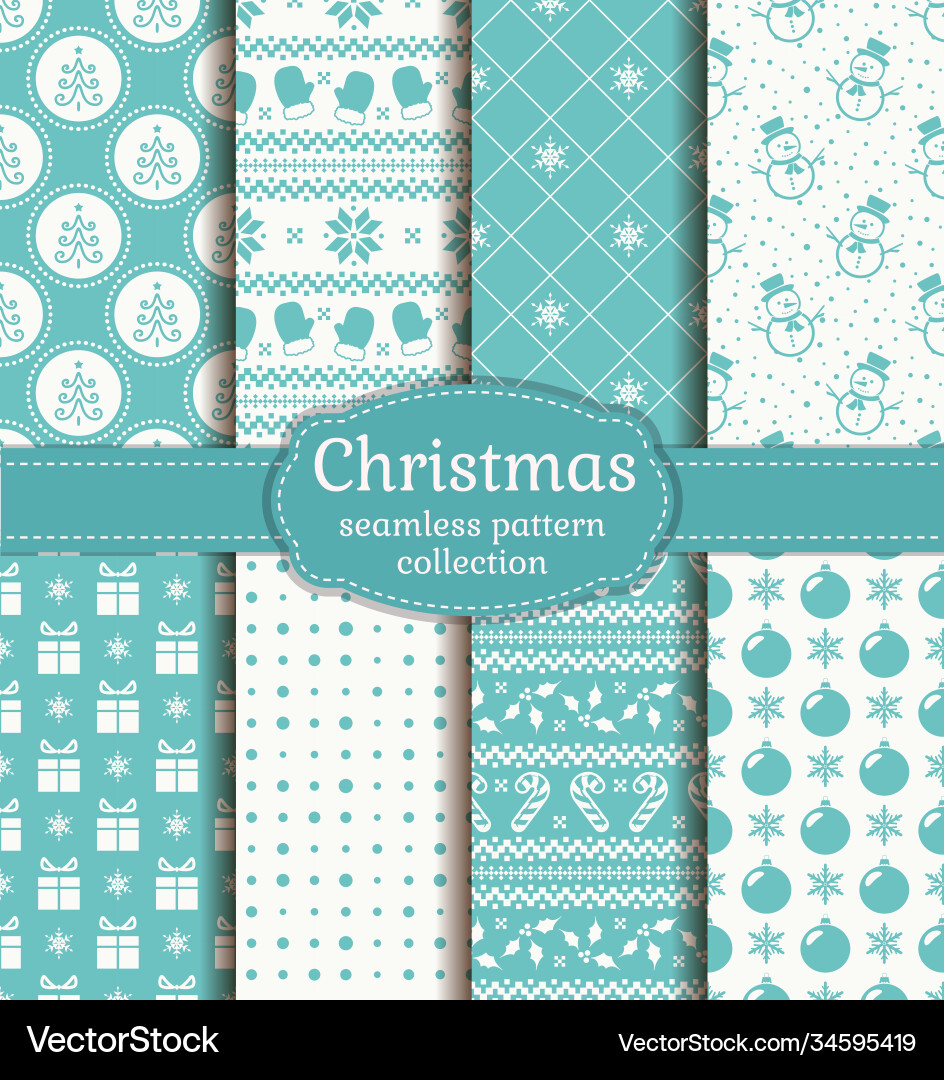 Christmas seamless patterns set Royalty Free Vector Image
