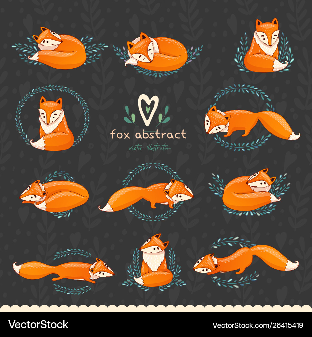 Cute cartoon foxes Royalty Free Vector Image - VectorStock
