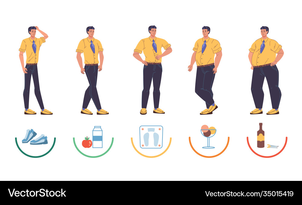 Flat cartoon characters set Royalty Free Vector Image