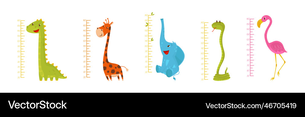 Height chart for kids with funny animals Vector Image