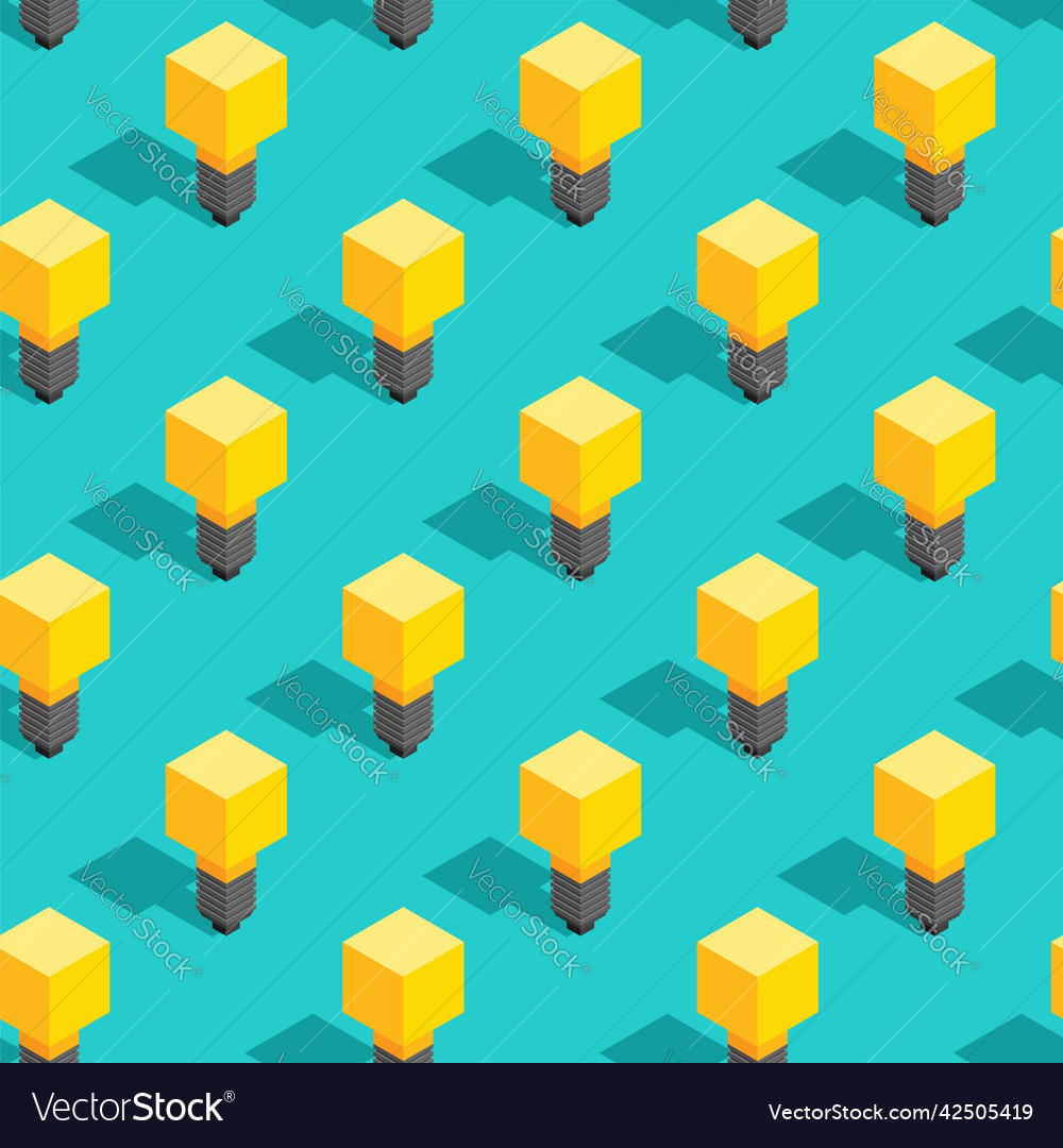 Isometric light bulb pattern seamless lamps Vector Image Isometric light bulb pattern seamless lamps Vector Image