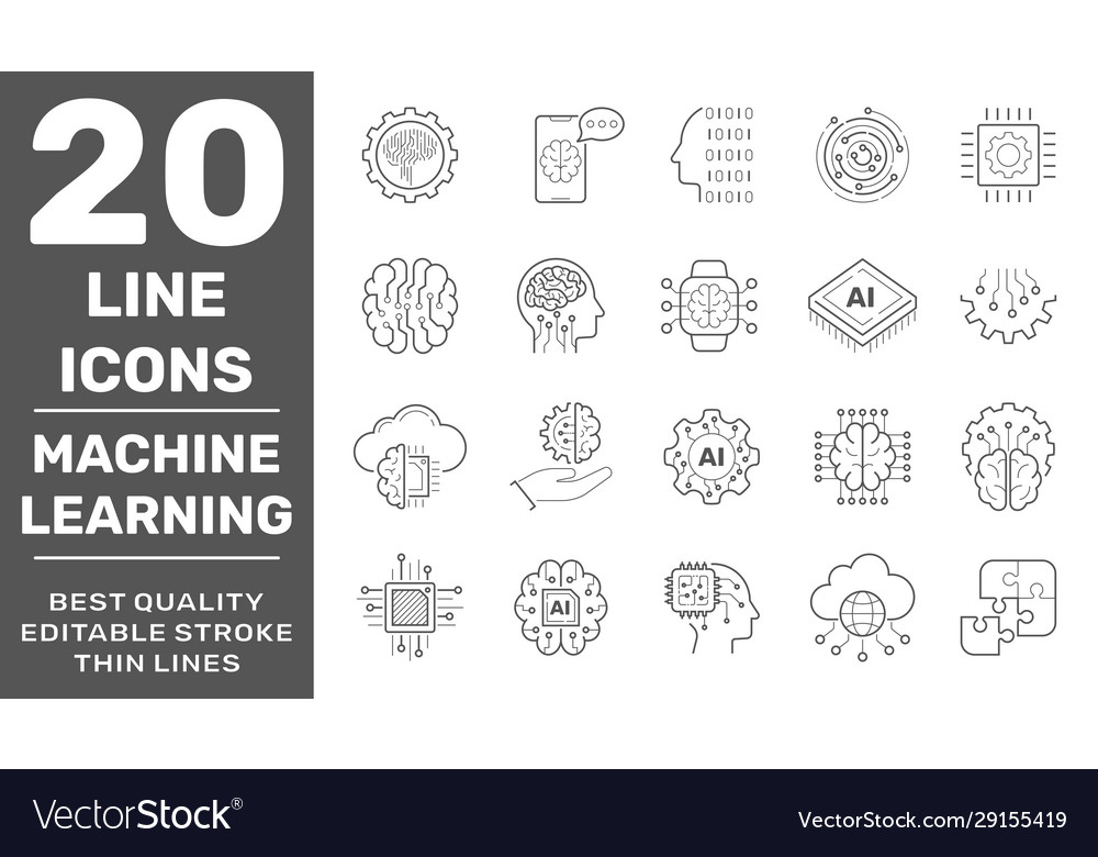 Linear icon set data science technology Royalty Free Vector Linear icon set data science technology Royalty Free Vector