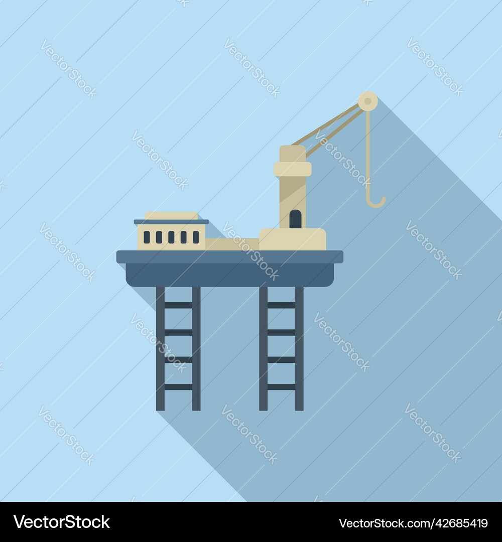 Sea rig icon flat ocean platform Royalty Free Vector Image