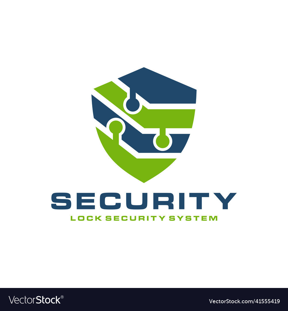 Security lock shield technology logo Royalty Free Vector