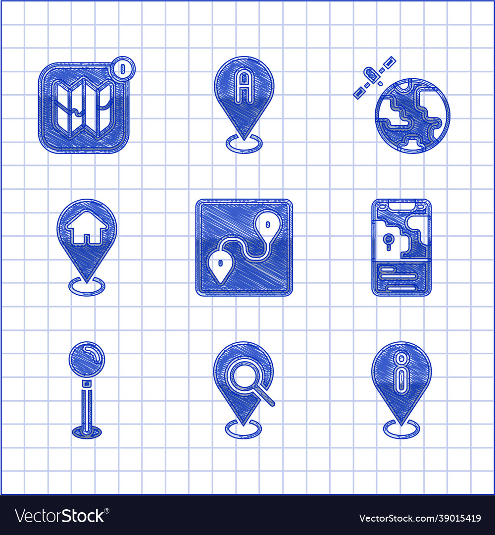 Set route location search location Royalty Free Vector Image Set route location search location Royalty Free Vector Image