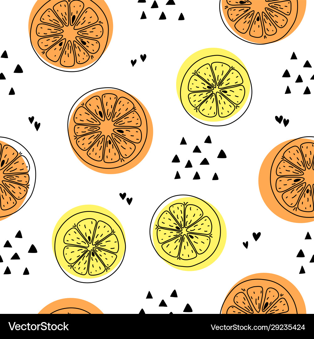 Citrus lemon and orange seamless pattern Vector Image