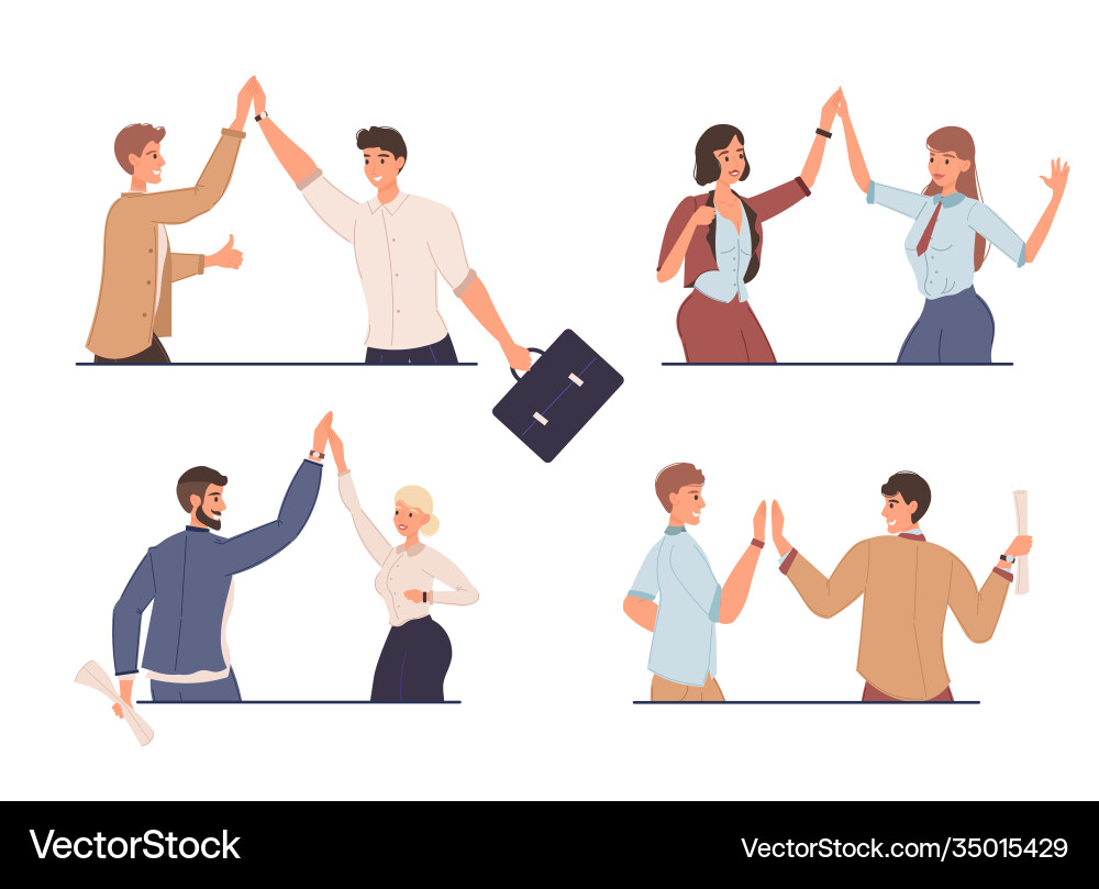 Flat cartoon characters set Royalty Free Vector Image