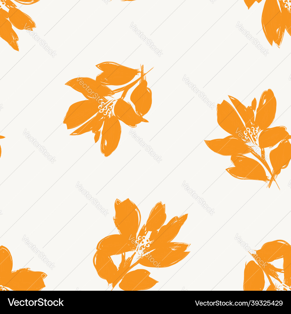 Floral Brush Strokes Seamless Pattern Background Vector Image