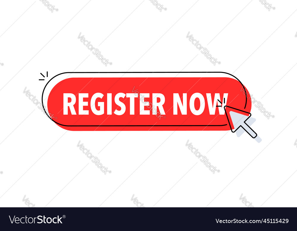 Register now button with cursor pointer click Vector Image