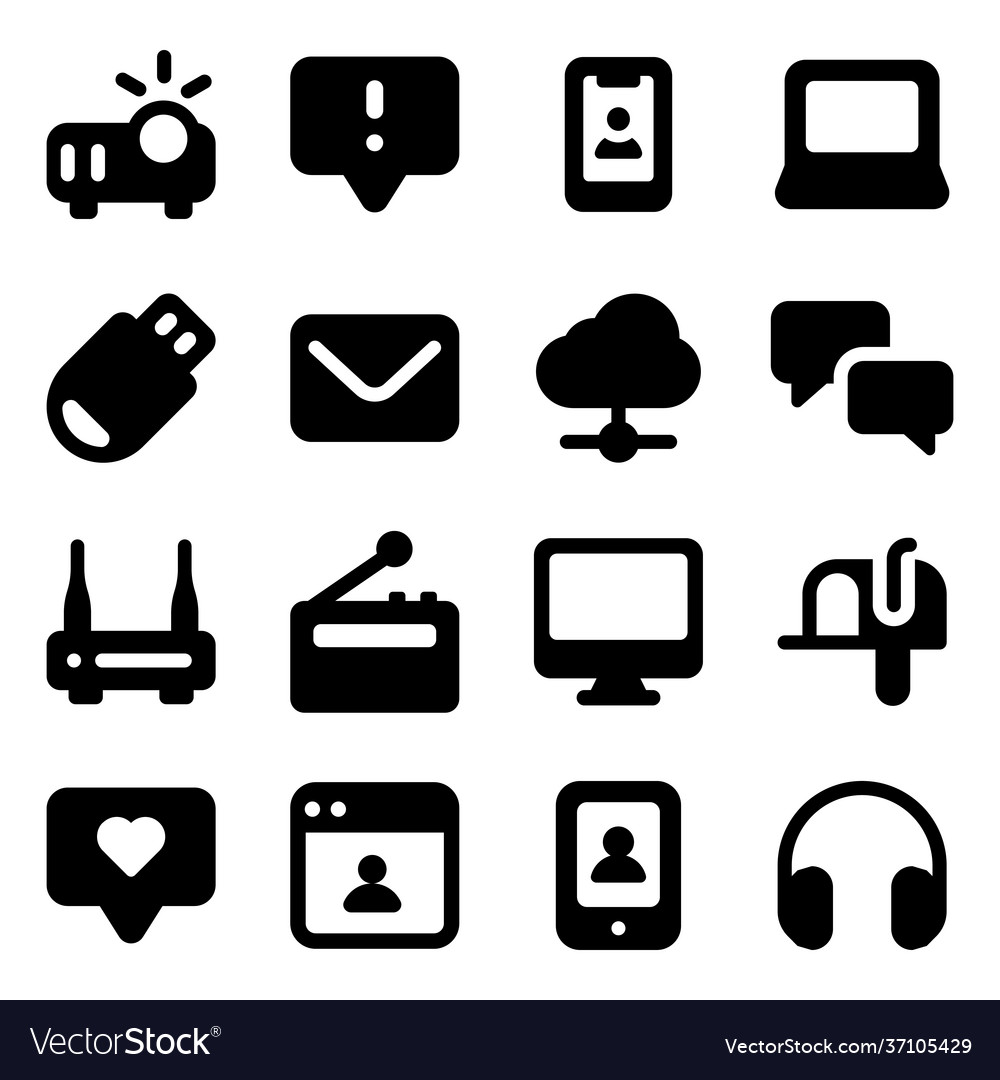 Technology devices solid icons pack Royalty Free Vector