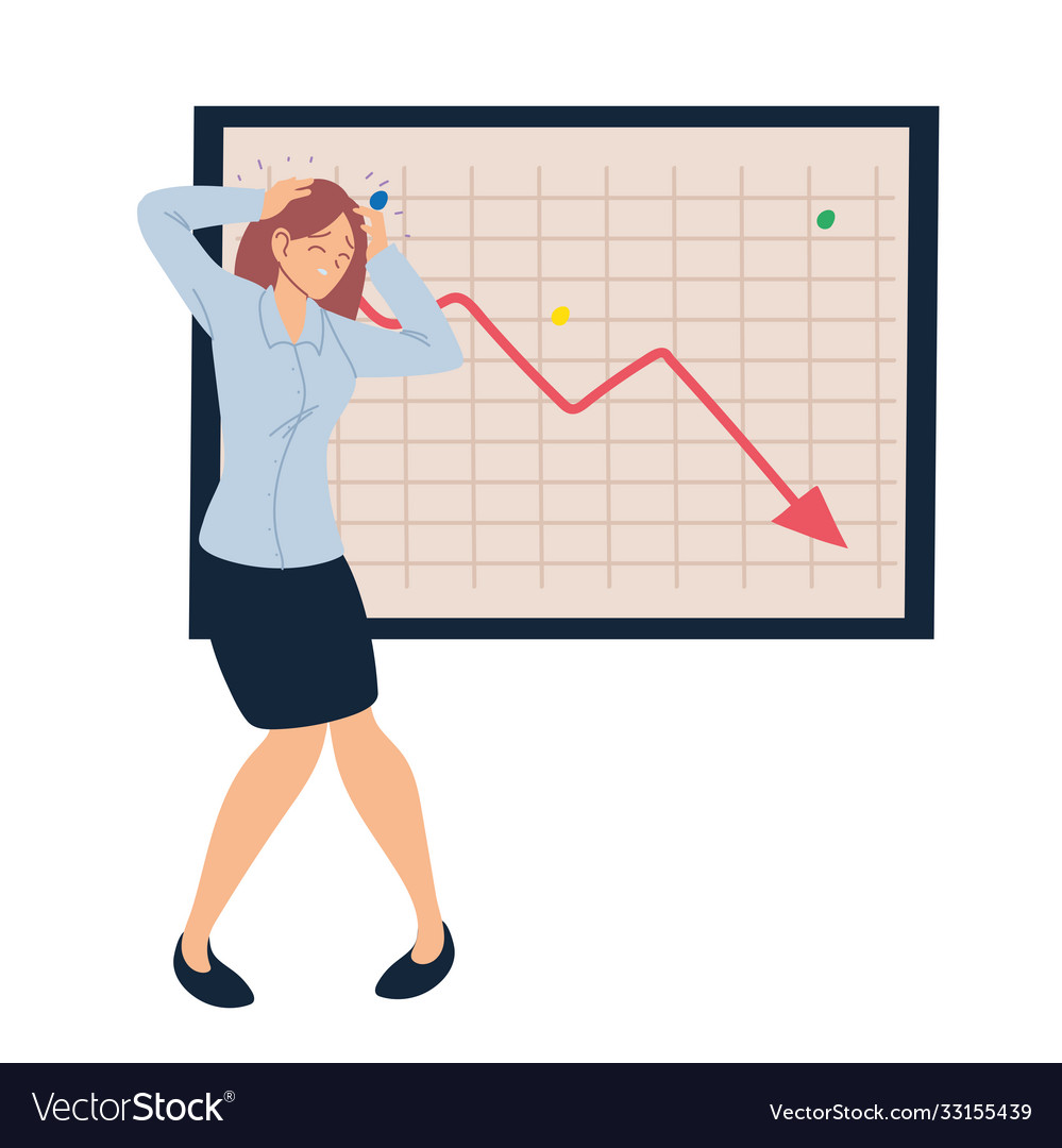 Businesswoman cartoon with headache and decrease Vector Image