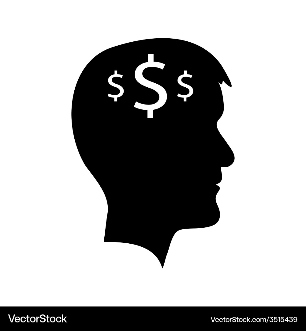 Man head with dollar signs Royalty Free Vector Image