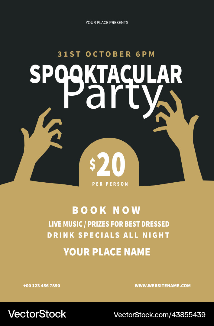 Spooktacular party poster flyer design Royalty Free Vector
