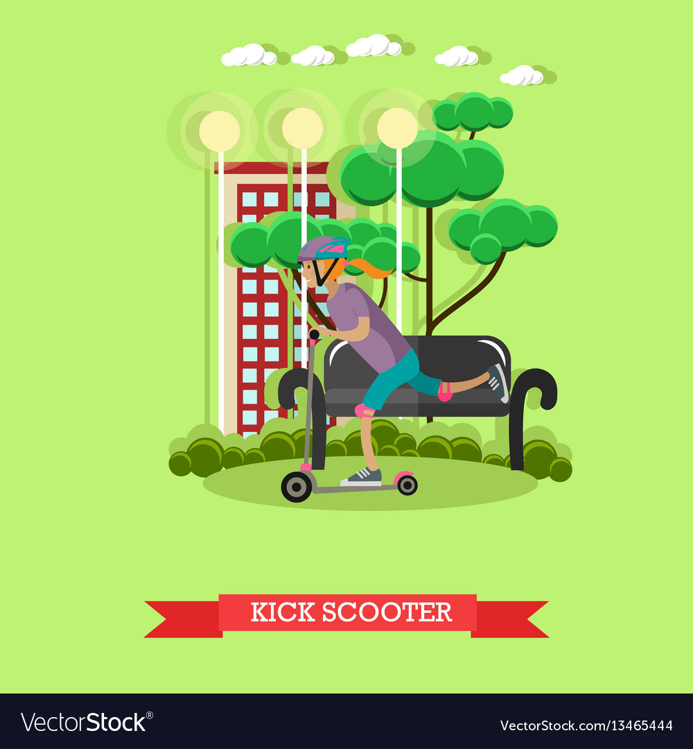 A Girl Riding Kick Scooter Royalty Free Vector Image