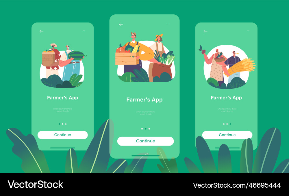 Farmers mobile app page onboard screen template Vector Image