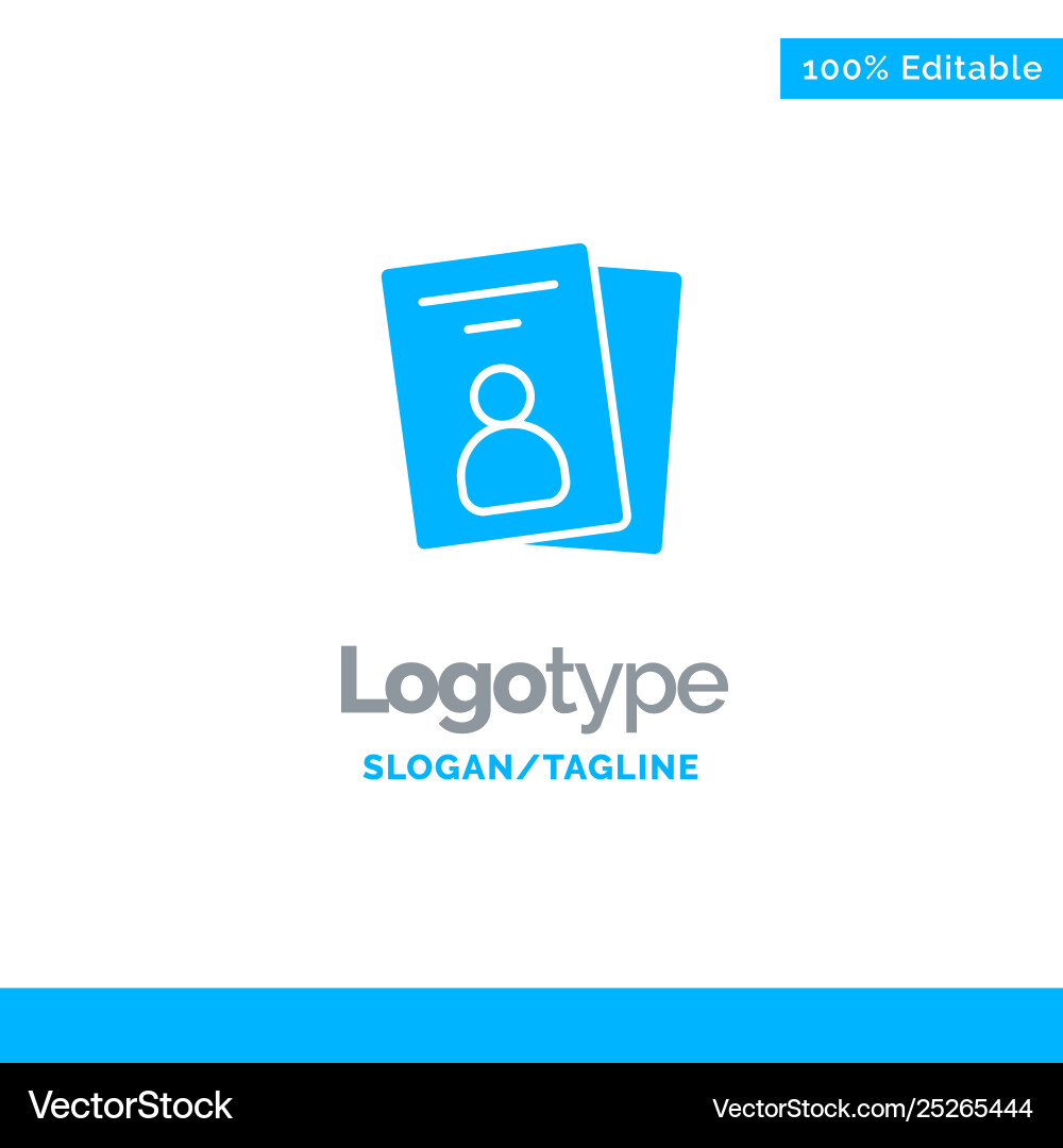 Id card pass blue solid logo template Royalty Free Vector