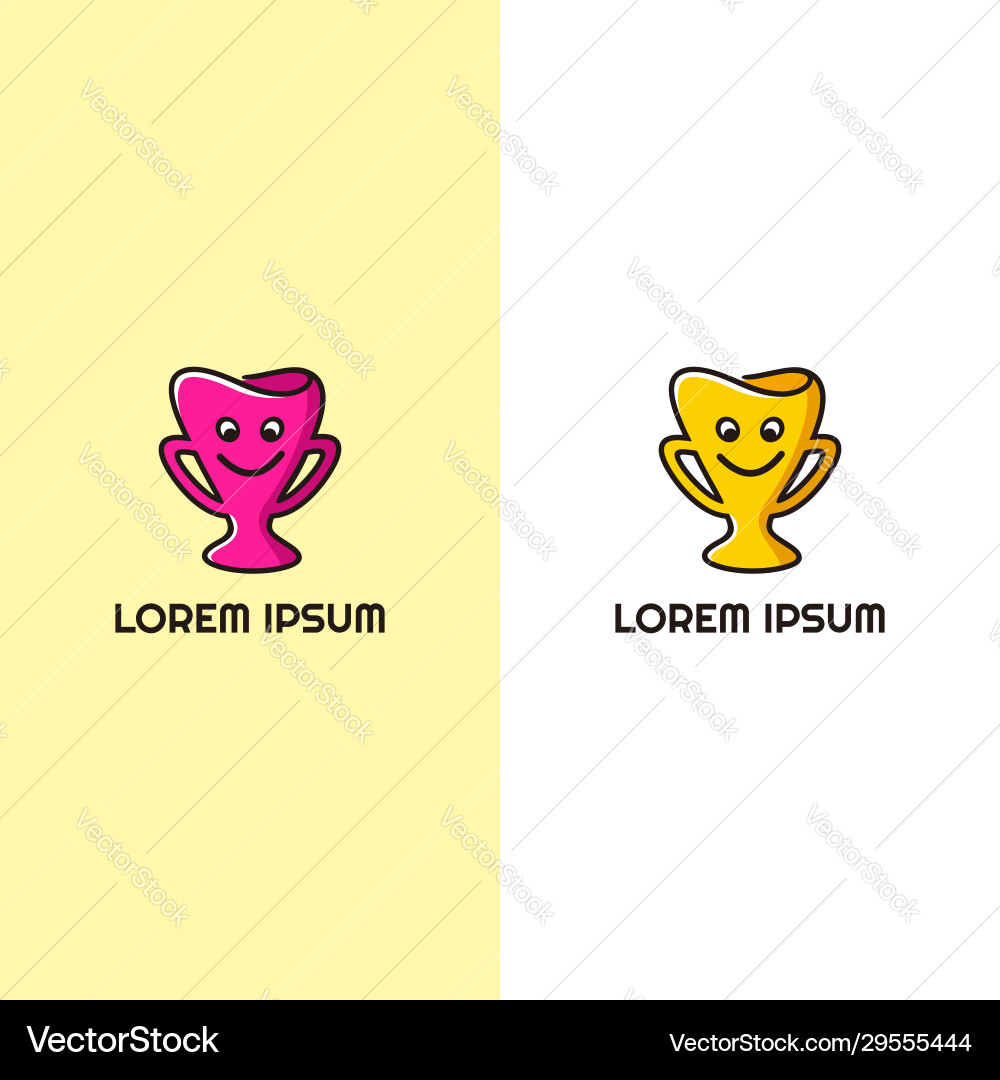 Smile trophy logo design image template Royalty Free Vector