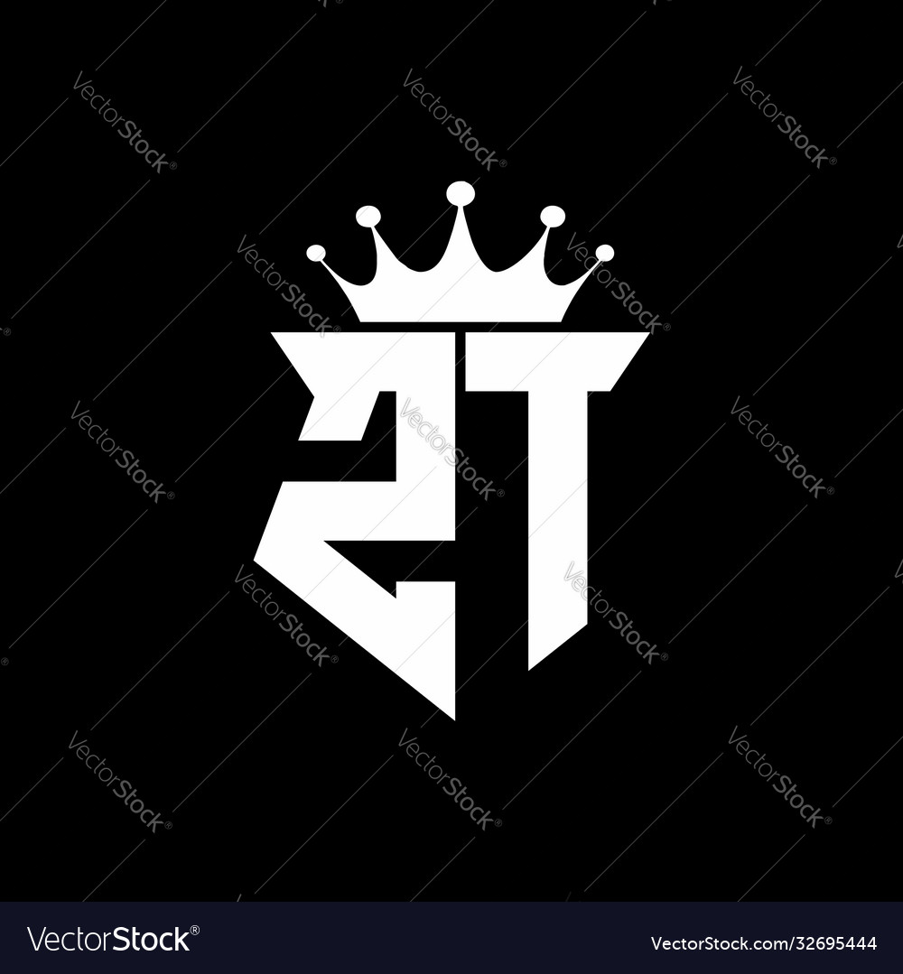Zt logo monogram shield shape with crown design Vector Image Zt logo monogram shield shape with crown design Vector Image