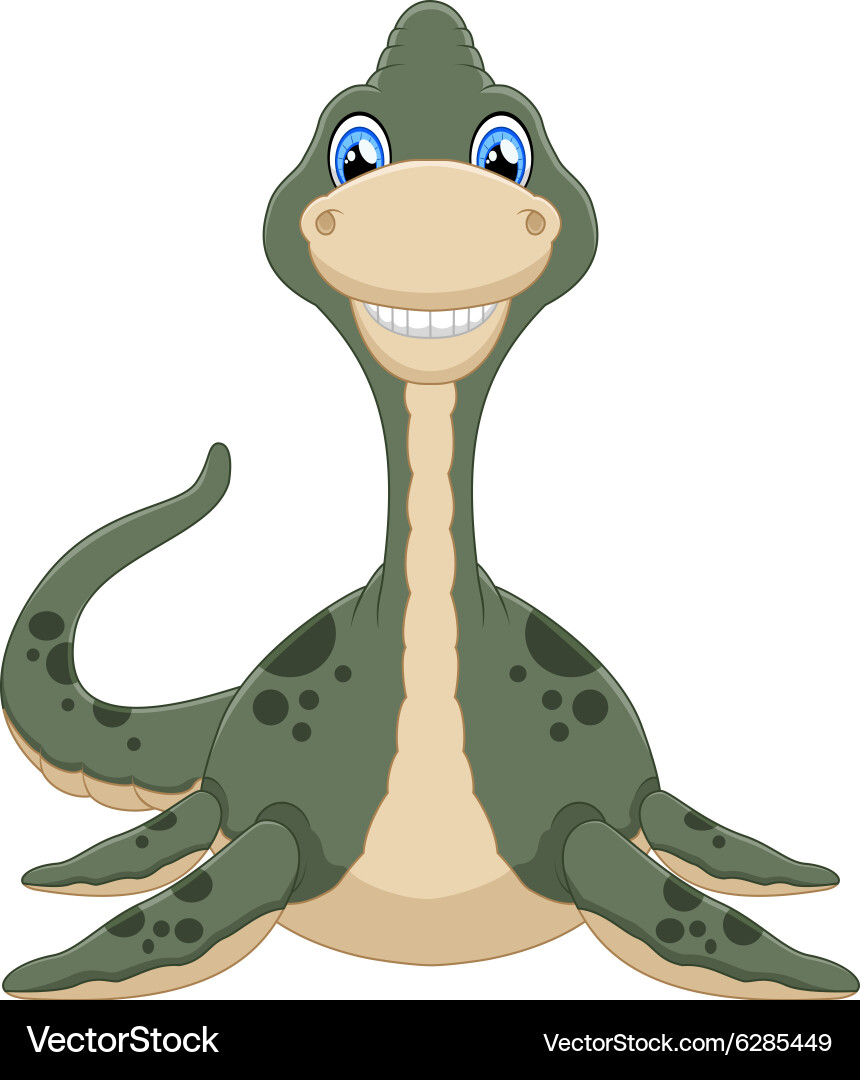 Cute plesiosaurus cartoon Royalty Free Vector Image