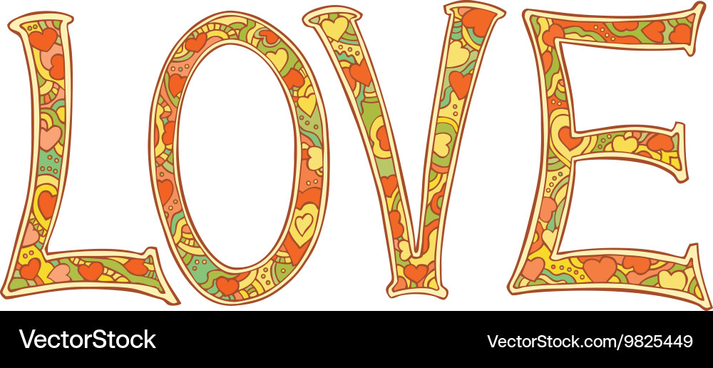 Hand drawn colorful letters love text isolated Vector Image