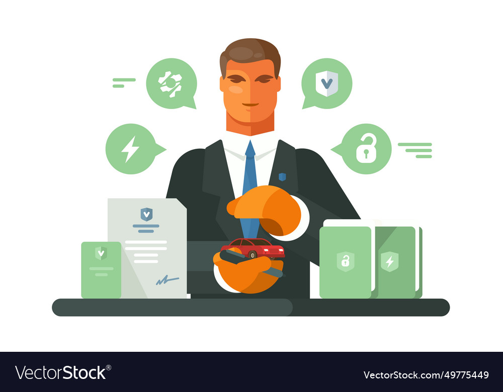 Insurance agent explaining coverage Royalty Free Vector