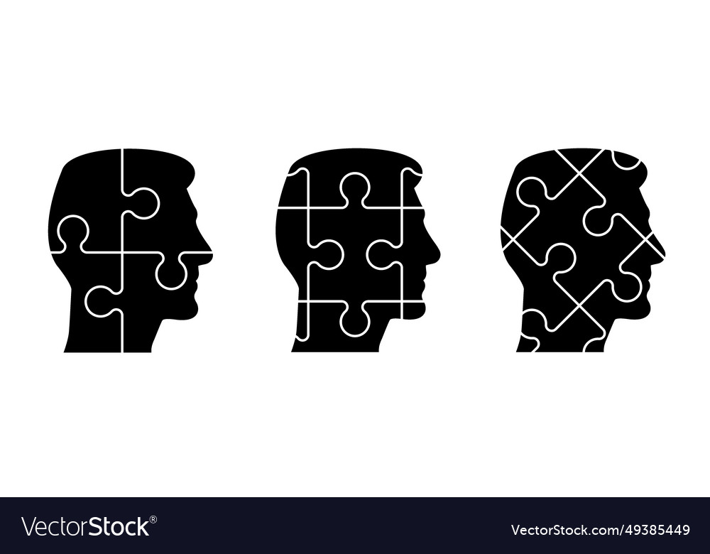 Jigsaw puzzle pieces head or face Royalty Free Vector Image Jigsaw puzzle pieces head or face Royalty Free Vector Image