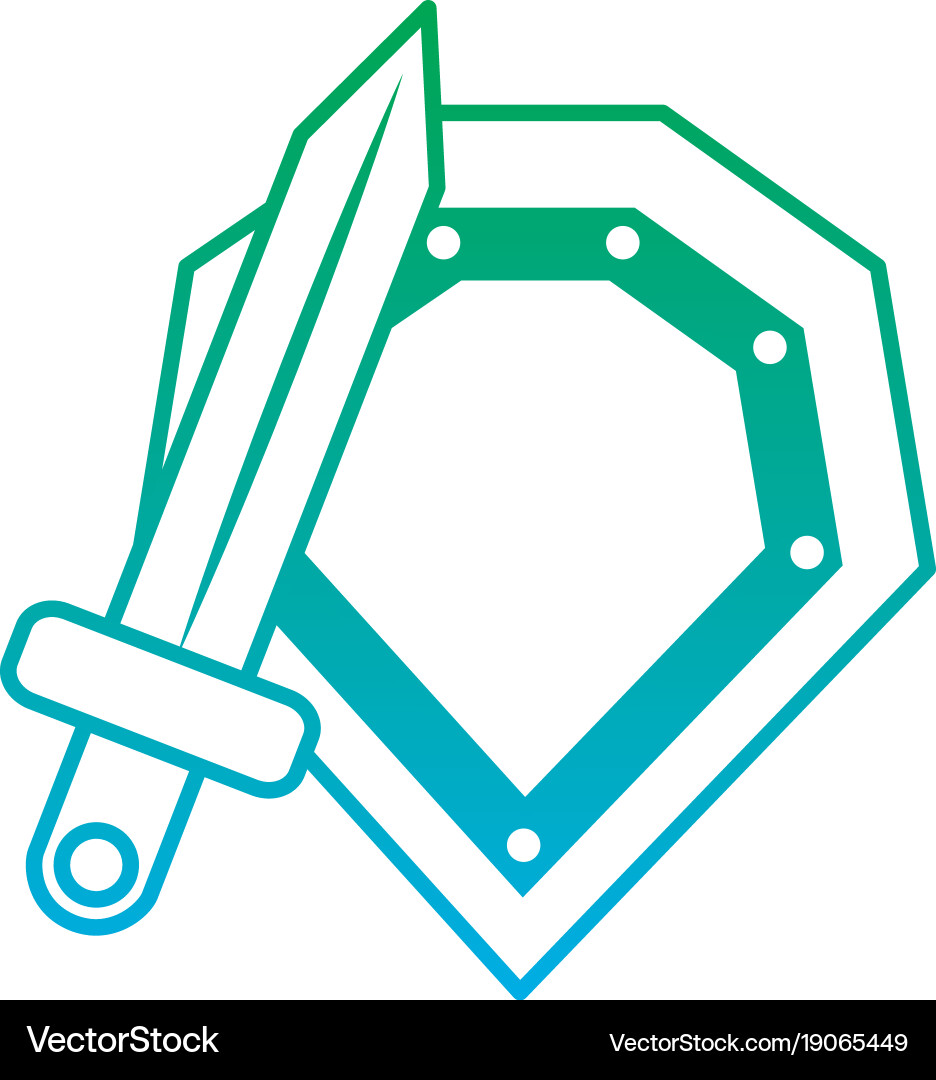 Video game shield and sword items Royalty Free Vector Image