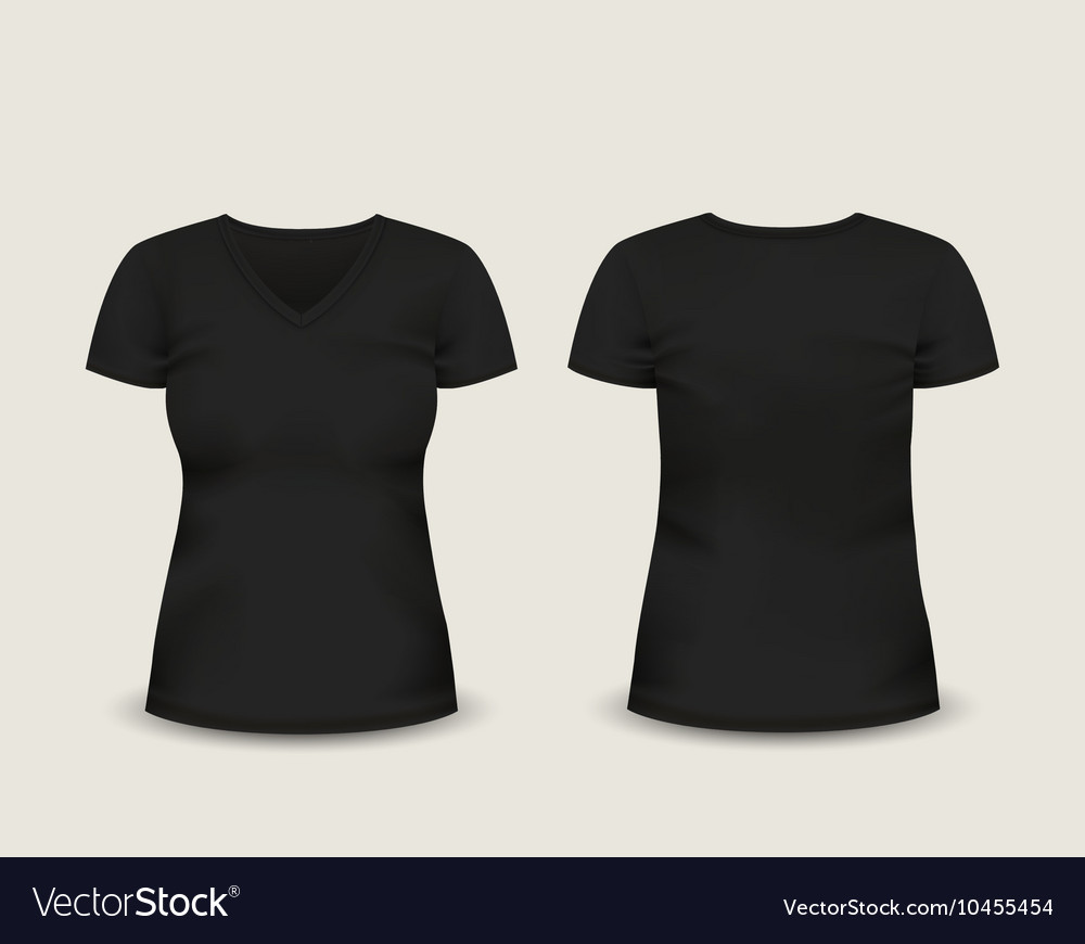 Black V neck T shirt Template Royalty Free Vector Image