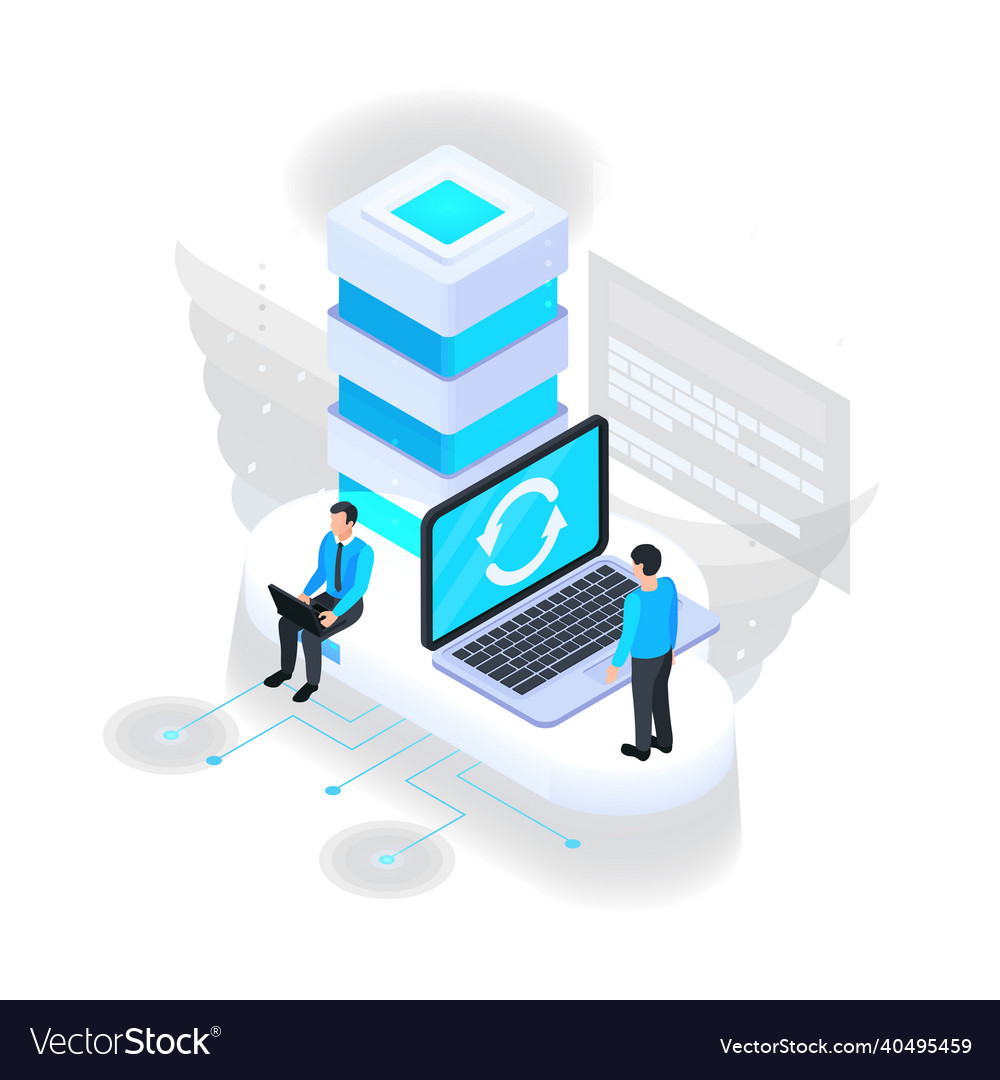 Cloud backup storage composition Royalty Free Vector Image