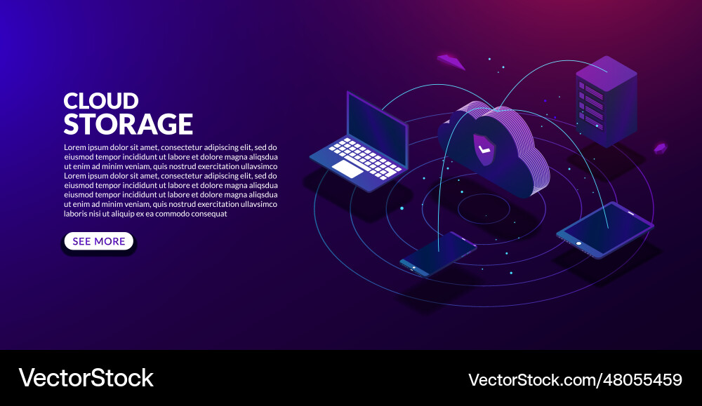 Cloud storage technology on dark background Vector Image