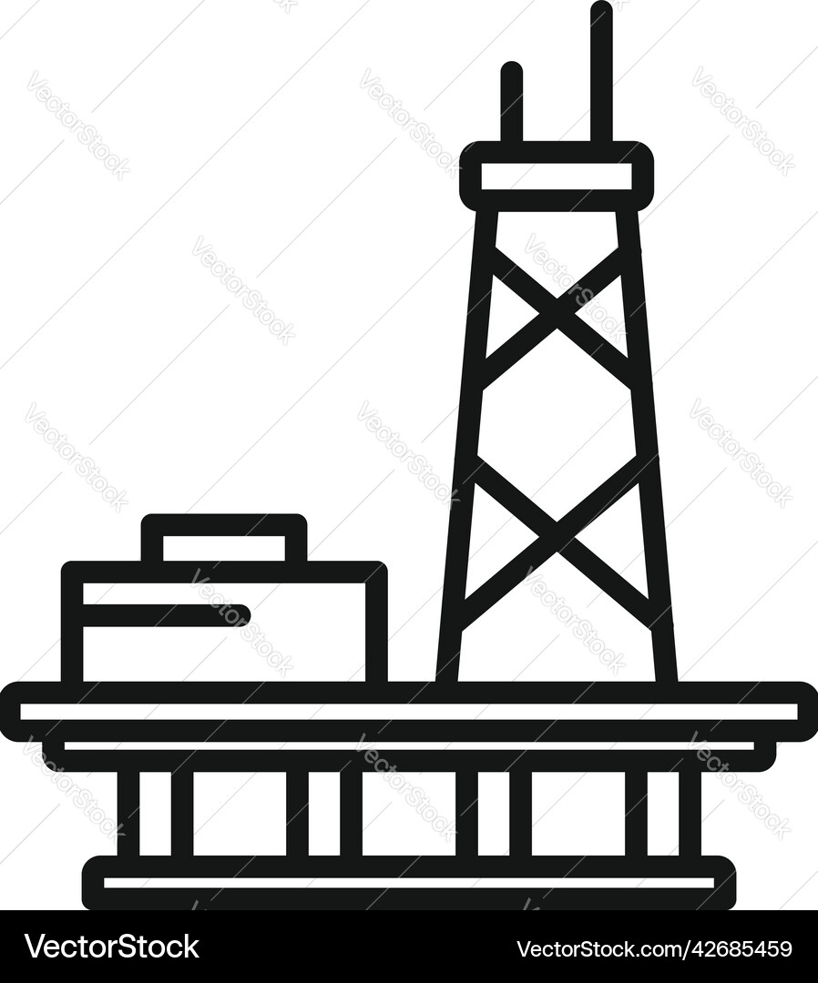 Rig icon outline sea oil Royalty Free Vector Image