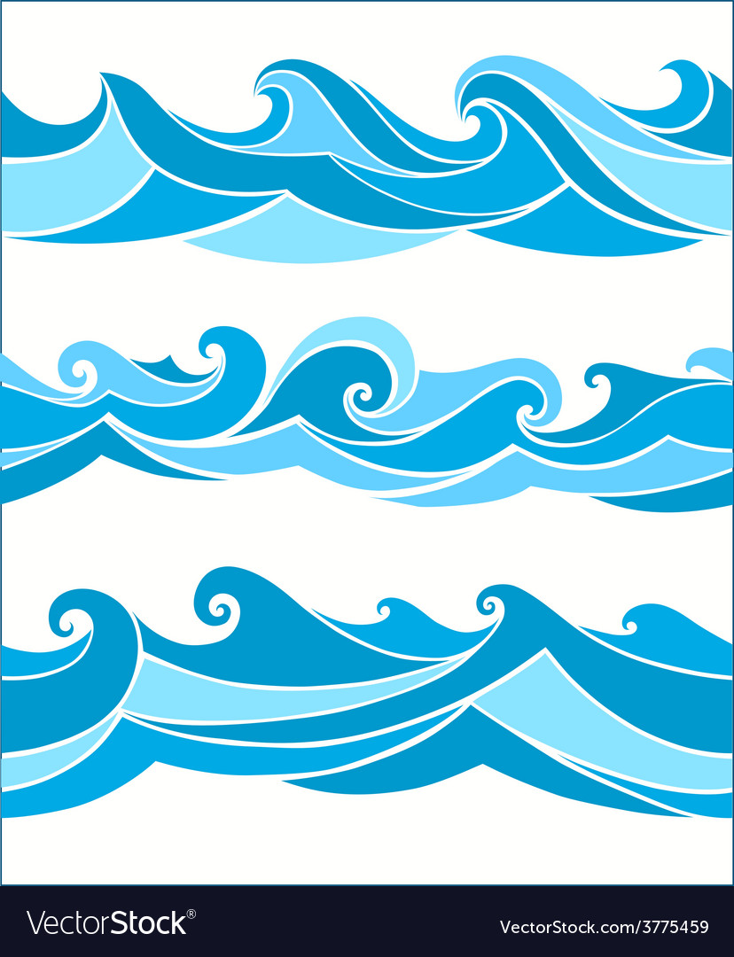 Set seamless waves Royalty Free Vector Image - VectorStock