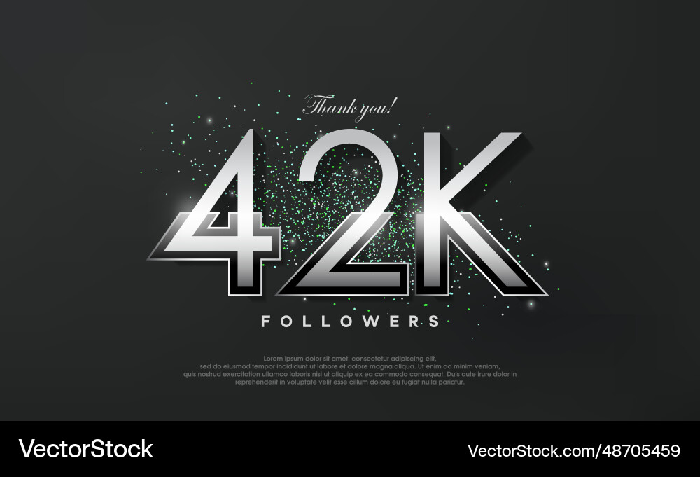 Silver metallic thank you so much for 42k Vector Image